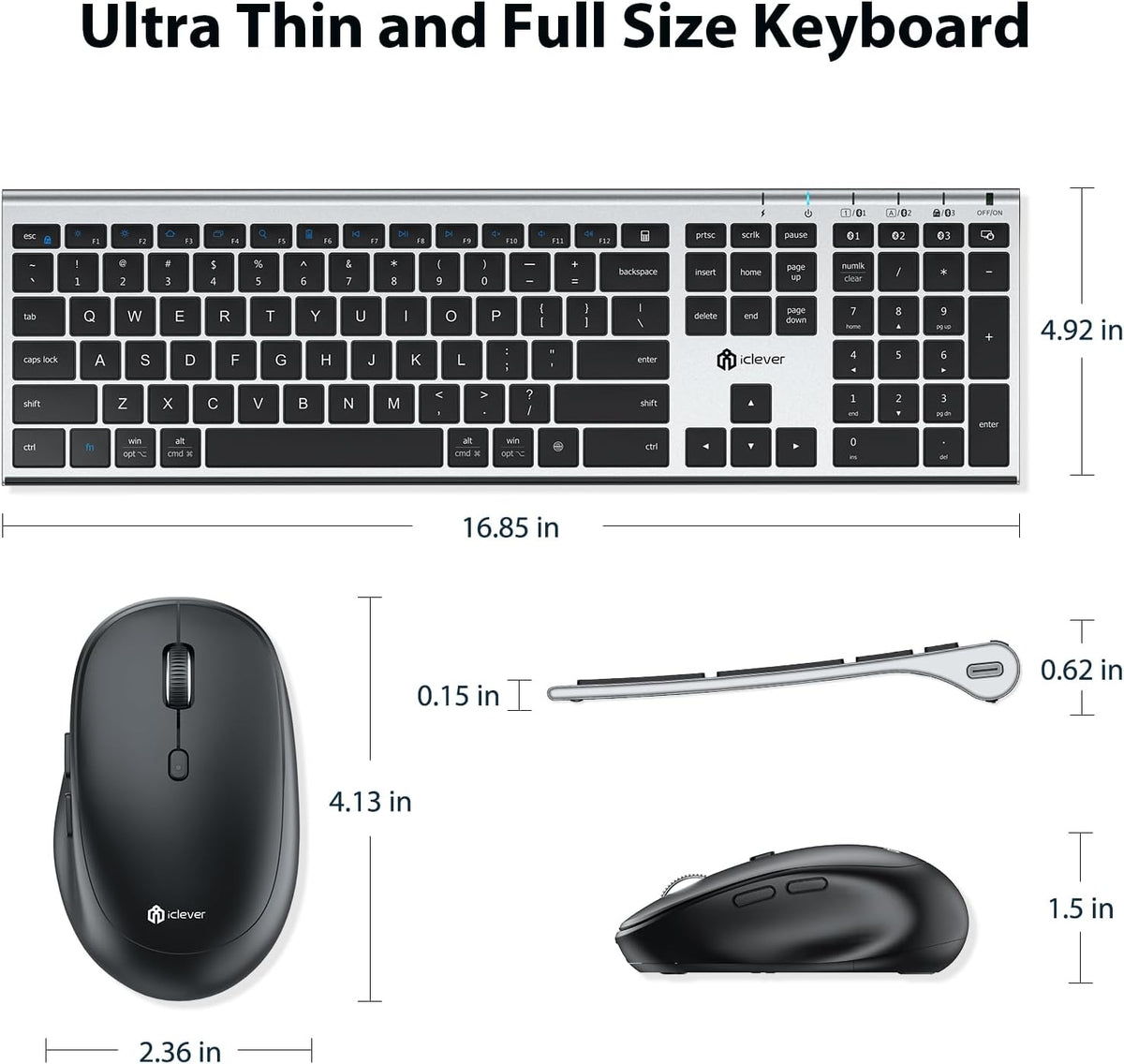iClever IC-BK23-COMBO Bluetooth Keyboard and Mouse | Keyboard Set | ElecBoy